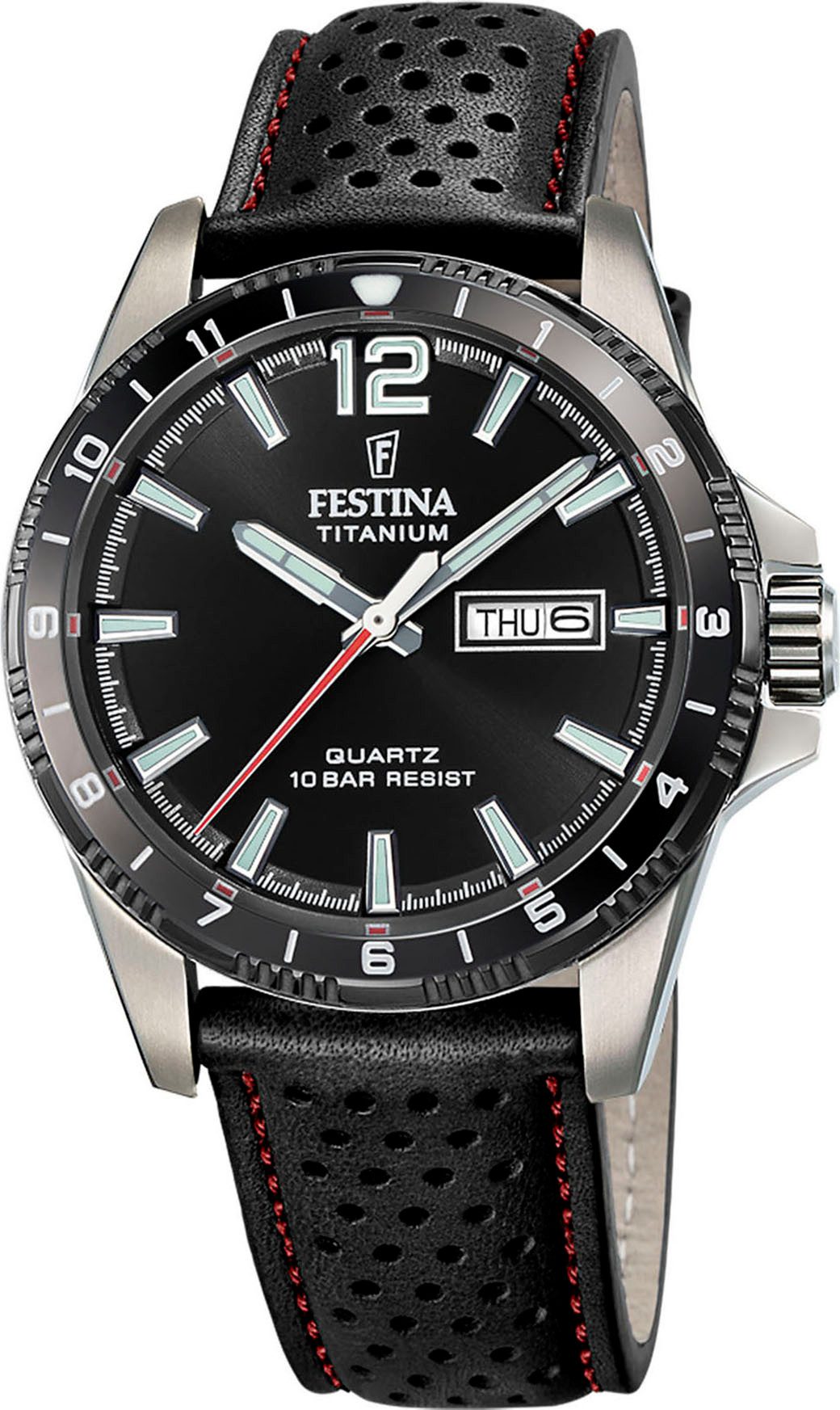 Festina Kwartshorloge Calendario Titanium Horloge, herenhorloge, leren ...