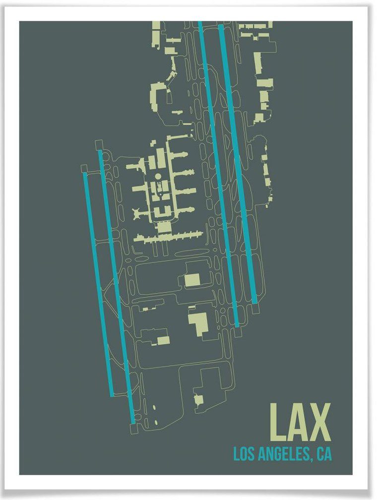 Wall-Art Poster Artprint LAX plattegrond Los Angeles (1 stuk) online ...