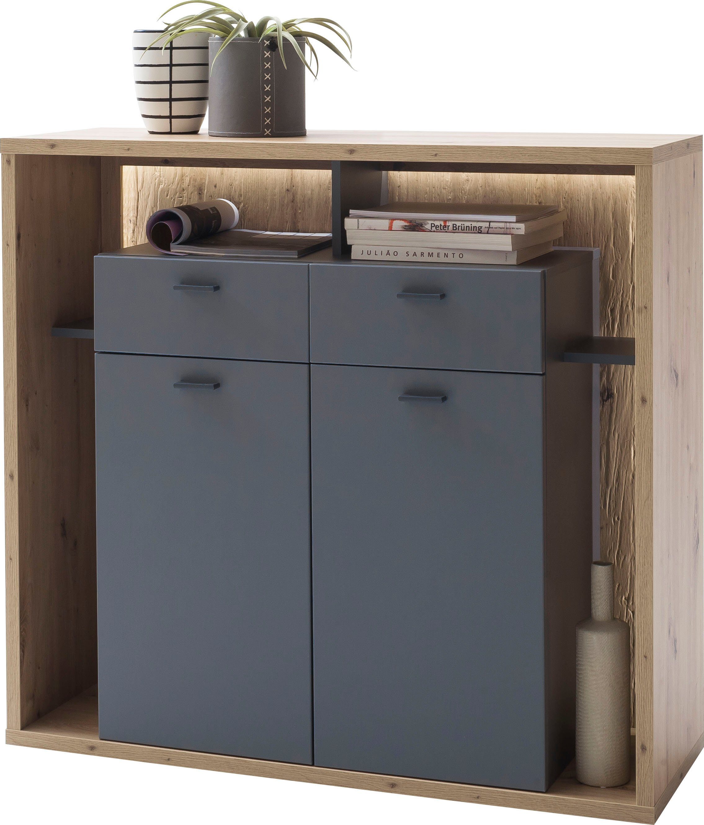 MCA furniture Highboard Lizzano Woonkamerkast met 3-D achterwand, naar ...