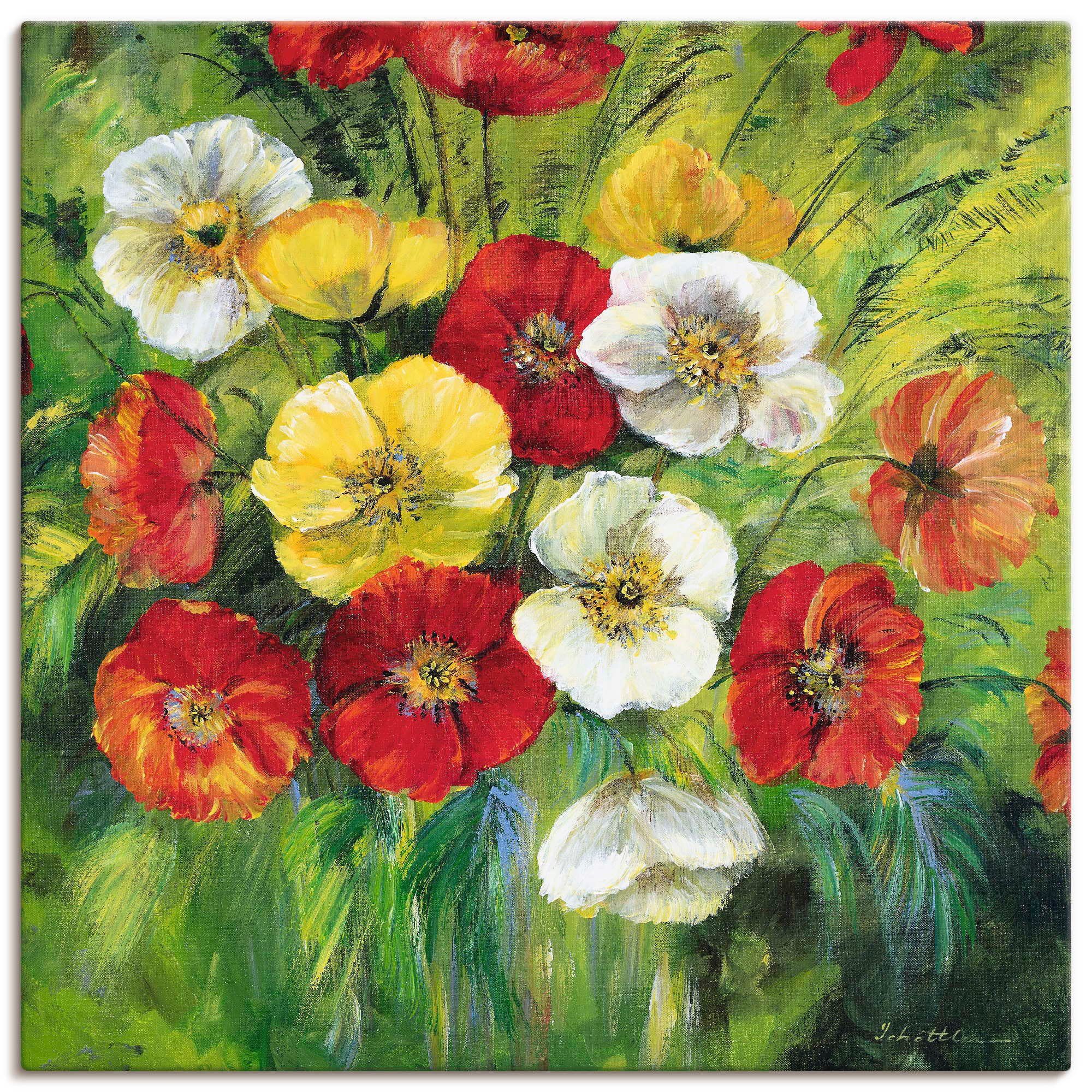 Artland Artprint op linnen Veelkleurig bos bloemen gespannen op een ...